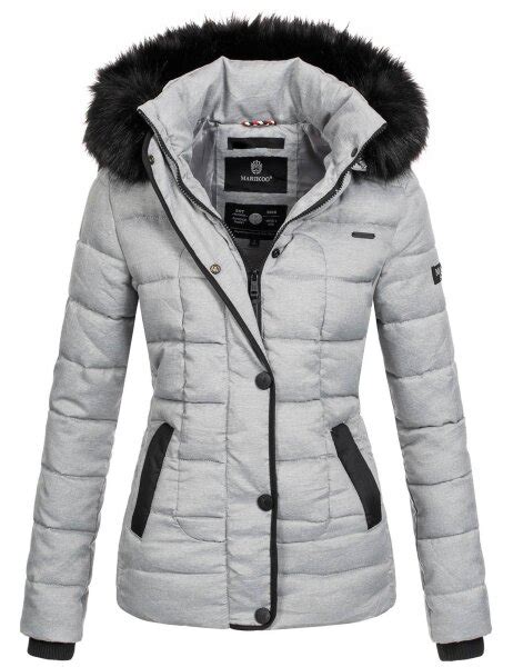 Marikoo warme Damen Winter Jacke Steppjacke B391 Grau Größe L Gr 4