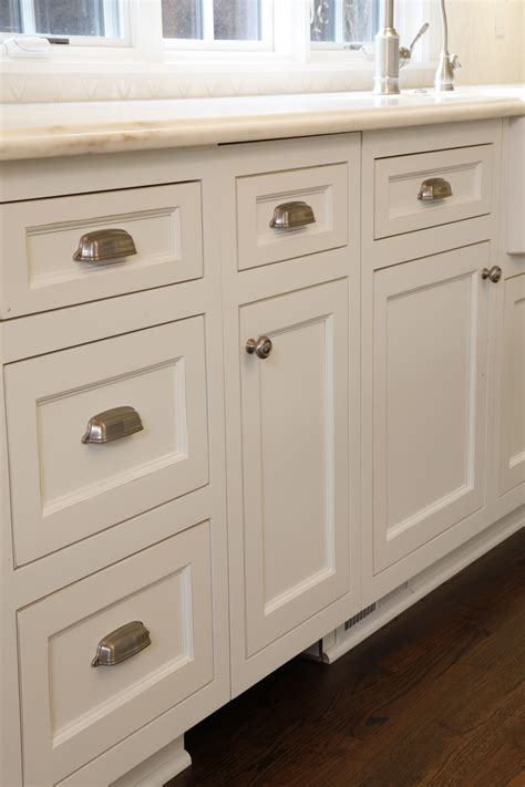 Custom White Kitchen Cabinets With Brushed Nickel Hardware Cottage
