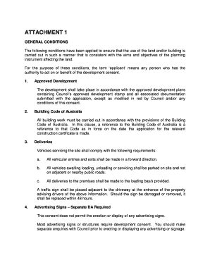 Fillable Online Campbelltown Nsw Gov ATTACHMENT 1 GENERAL CONDITIONS
