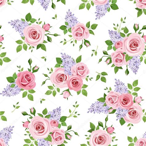 Patrón sin costuras con rosas y flores lila Ilustración vectorial