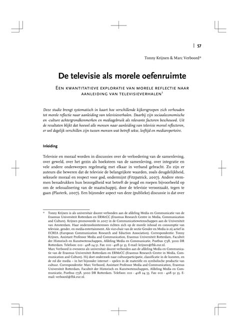 PDF De Televisie Als Morele Oefenruimte Een Kwantitatieve Exploratie