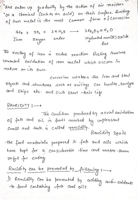 Chemical Reaction And Equation Handwritten Notes For 10th Science