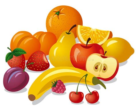 Grupo De Frutas Y Bayas Vector Aislado Ilustración del Vector