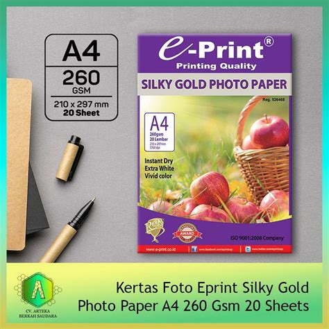 Kertas Foto Eprint Silky Gold Photo Paper A4 260 Gsm 20 Sheets