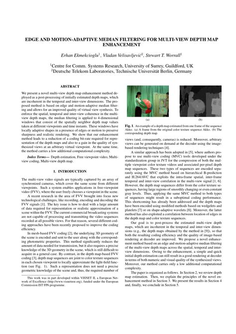 pdf edge and motion adaptive median filtering for multi view depth map enhancement