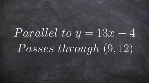 find the equation of a line parallel to a line through a point youtube