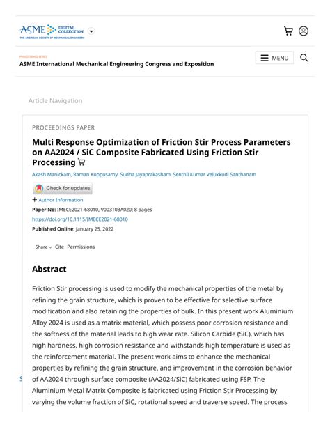pdf multi response optimization of friction stir process parameters on aa2024 sic composite
