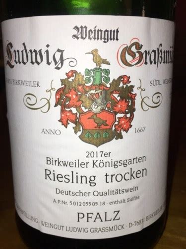 Weingut Grassmück Birkweiler Königsgarten Riesling Trocken Vivino US