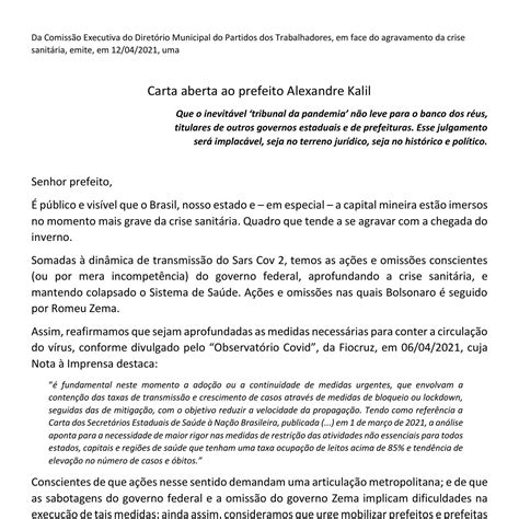 Carta Aberta Ao Prefeito De BH 1 1 Pdf DocDroid