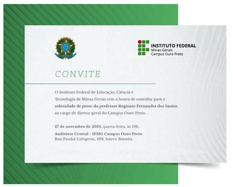 Convite Solenidade De Posse Diretor Geral Do IFMG Campus Ouro Preto