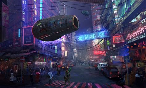 Neon Nightscape Sci Fi Cyberpunk City HD Wallpaper By Leanna Hillen