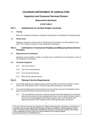 Fillable Online Colorado 8 CCR 1202 2 Measurement Standards Colorado