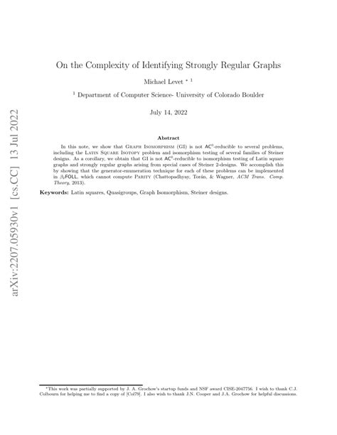 pdf on the complexity of identifying strongly regular graphs