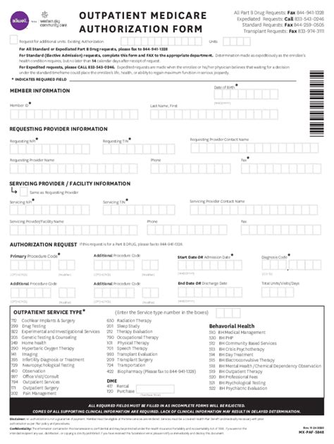 Fillable Online MX PAF 5848 Outpatient Medicare Authorization Form