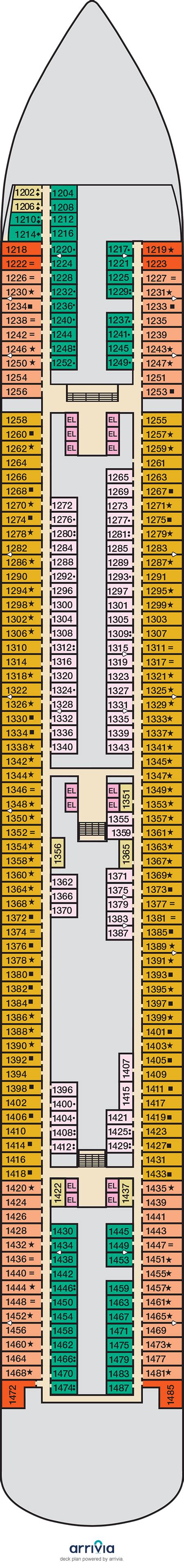 Carnival Venezia Cabin 1202 Category 1A Interior Upper Lower