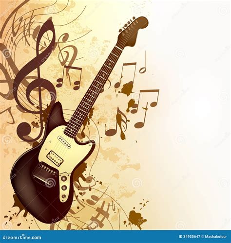 Fondo De La M Sica En Estilo Del Vintage Con La Guitarra Baja Y Las