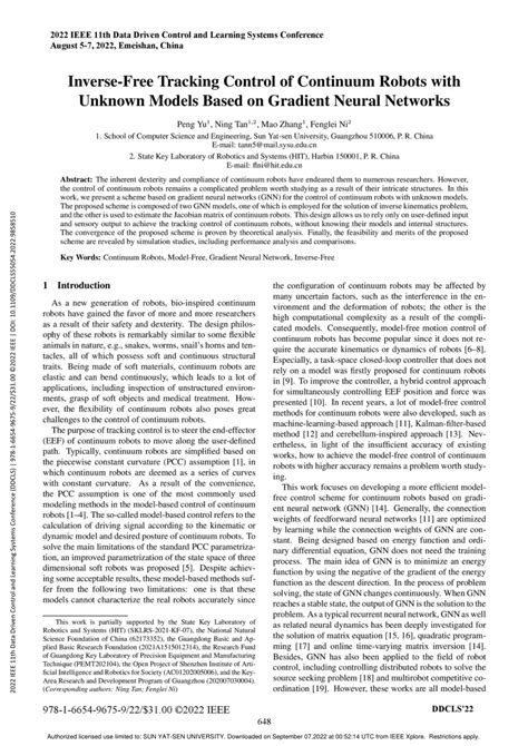 pdf inverse free tracking control of continuum robots with unknown models based on gradient