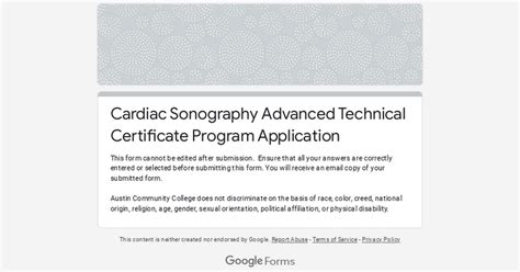 Cardiac Sonography Advanced Technical Certificate Program Application
