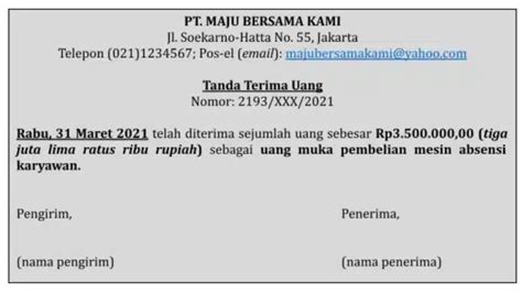 10 Contoh Tanda Terima Berbagai Keperluan Terlengkap