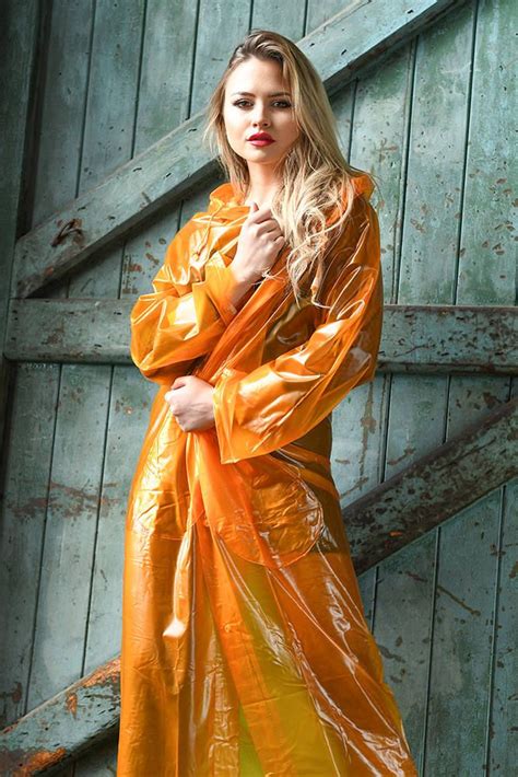 Orange Raincoat In The Barn Raincoat Monogram Vinyl Raincoat Pvc