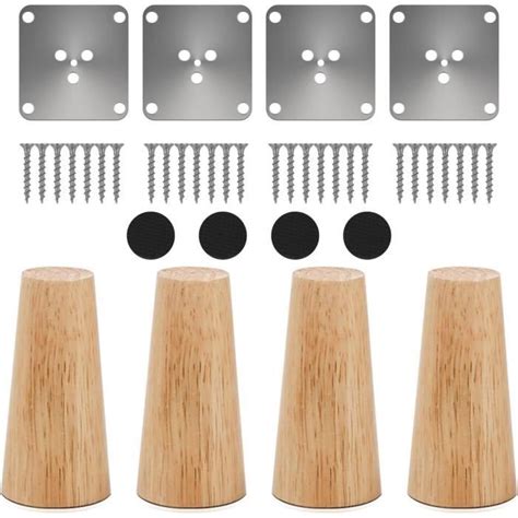 4 Inch Pieds De Meuble Bois Pieds Coniques 4 Pièces Pieds De Table En