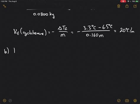 solved the freezing point of cyclohexane sample 6 20 c solution is prepared by dissolving 466