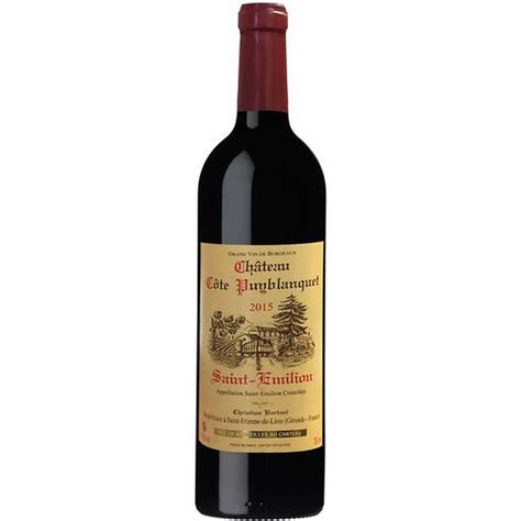 Vin rouge AOP Saint Emilion Château Côte Puyblanquet 2015 75cl pas cher