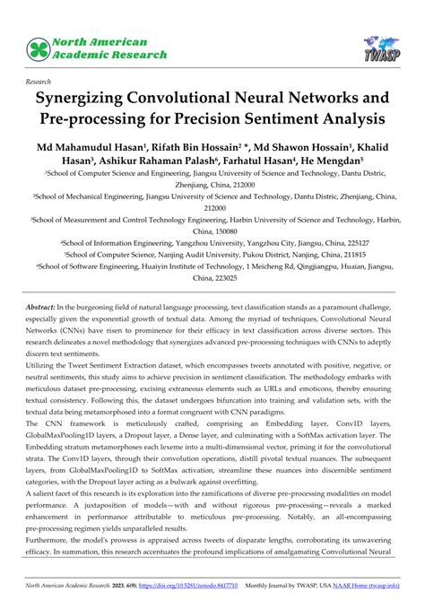 pdf synergizing convolutional neural networks and pre processing for precision sentiment analysis