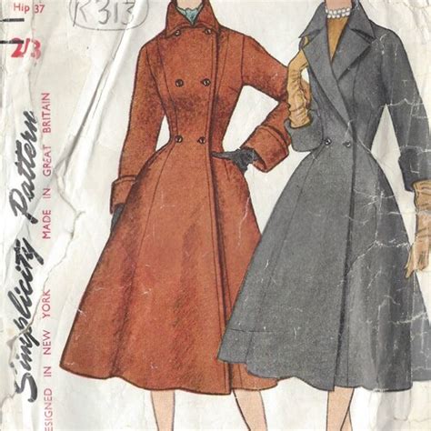 1952 Vintage Sewing Pattern COAT B33 R313 Simplicity 4090 Etsy