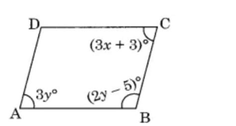 in the given parallelogram abcd find the value of x and y