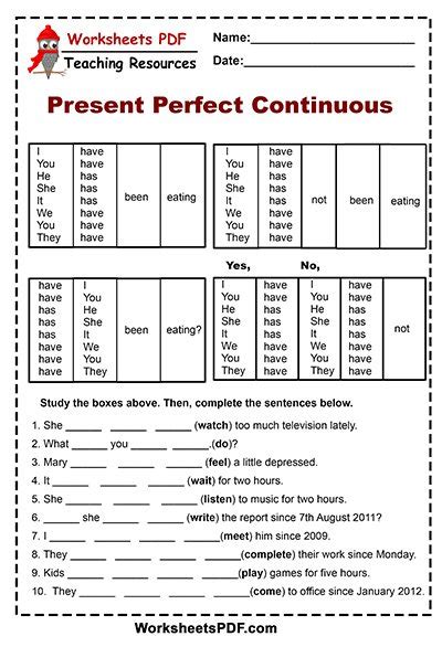 Liveworksheets Present Perfect Continuous