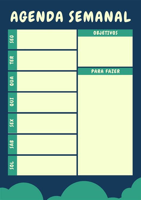 Topo 70 Imagem Modelo De Agenda Semanal Br Thptnganamst Edu Vn