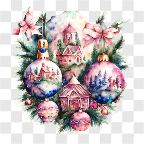 Télécharger Peinture à l aquarelle d un sapin de Noël orné avec des