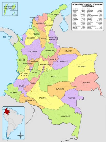 Los 32 Departamentos De Colombia Y Sus Capitales