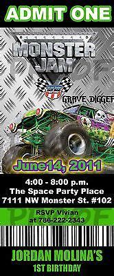 Birthday Monster Jam Grave Digger Ticket Invitation U Print Monster