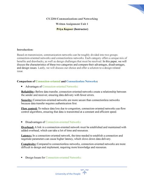 unit 1 written assignment cs 2204 communications and networking written assignment unit 1