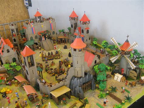 Diorama Playmobil scène village moyen age médiéval chateau fort