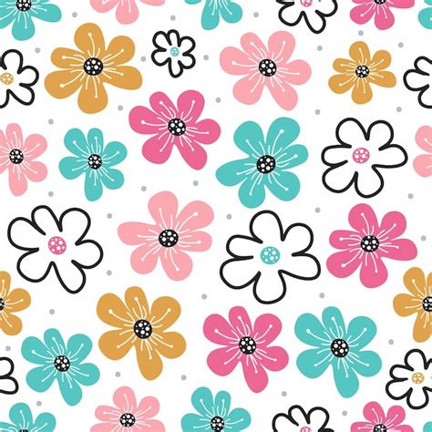 Patr N Vectorial Sin Costuras Dibujado A Mano Con Lindas Flores Y