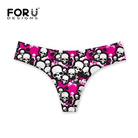 Forudesigns 3d Skull Pattern Womens Sexy G String Thong Girls Panties Cute Woman Briefs