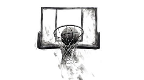 Premium Photo Hand Drawn Black Basketball Basket With Net Basketball