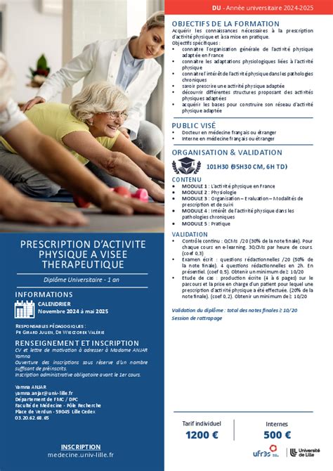 DU Prescription d activité physique à visée thérapeutique UFR3S