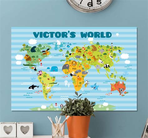 Quadro decorativo mapa mundi Mapamundi infantil personalizável