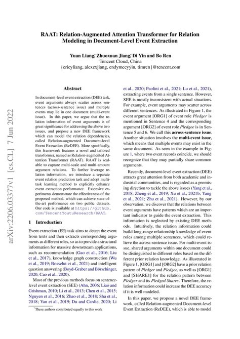 raat relation augmented attention transformer for relation modeling in document level event