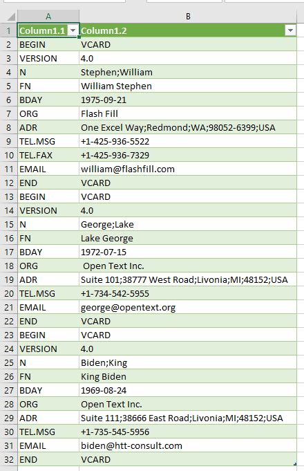 how to open vcf file in excel
