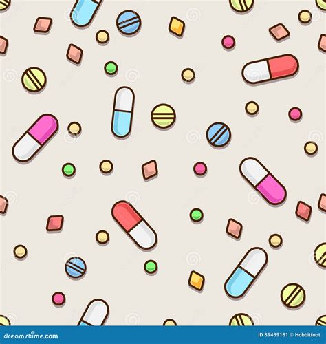Seamless Pills Pattern Medical Concept Stock Vector Illustration Of