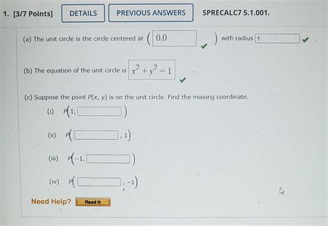 solved a the unit circle is the circle centered at with