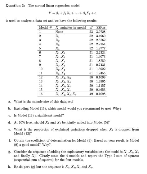 solved question 3 the normal linear regression model y bo