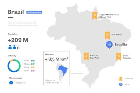 Flat design infográfico do mapa do brasil Vetor Premium