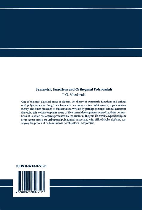 symmetric functions and orthogonal polynomials