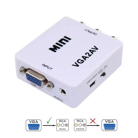 1080P VGA To AV TV RCA Video Adapter Converter VGA2AV CVBS Switch Box